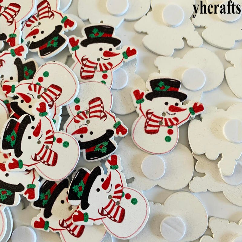 50PCS/Lot Wood xmas snowman button Christmas decor... – Grandado