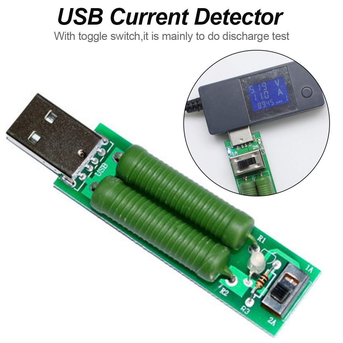 USB Mini Discharge Interface Load Resistor with Sw... – Grandado