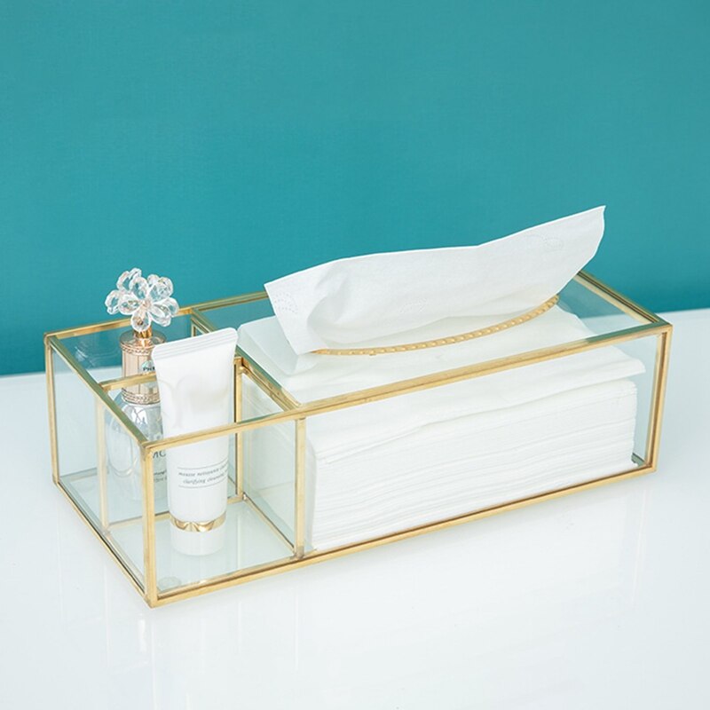 Gold Tissue Box Rectangular Clear Glass Paper Tiss... – Grandado