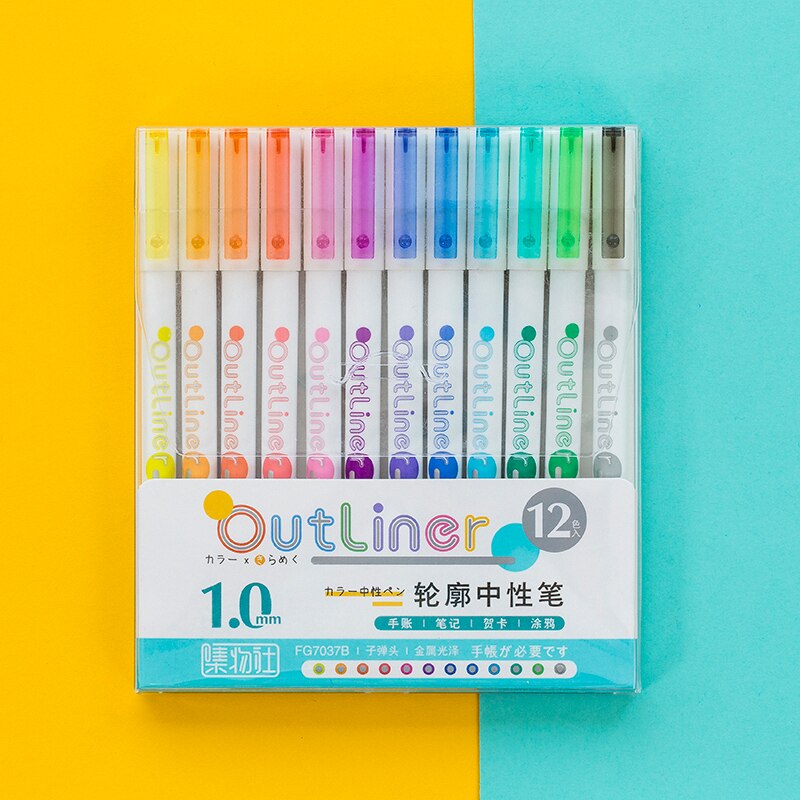 6/12 Kleur Outliner Briefpapier Markeerstift Penne... – Grandado