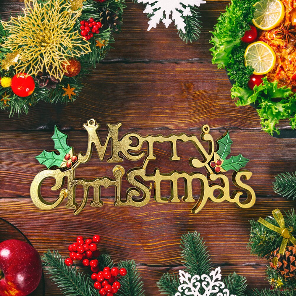 Gold Merry Christmas Letter Card Year Pendant Xmas... – Grandado