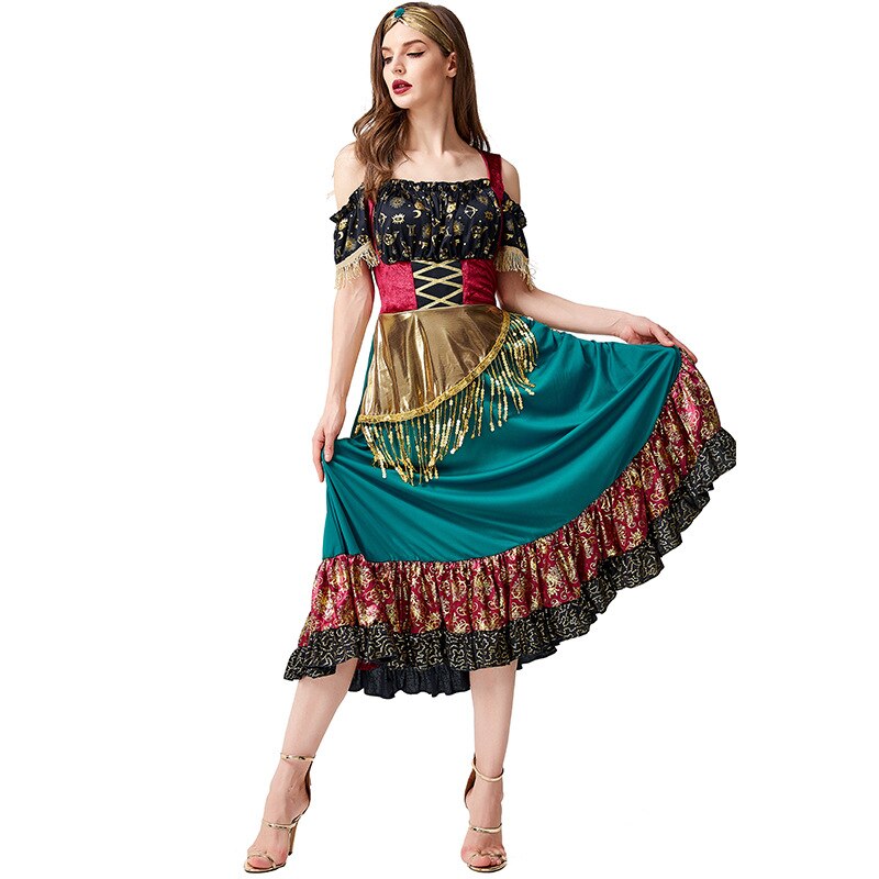 Spanish Flamenco Dance Sequins Dress Woman Starlig... – Grandado