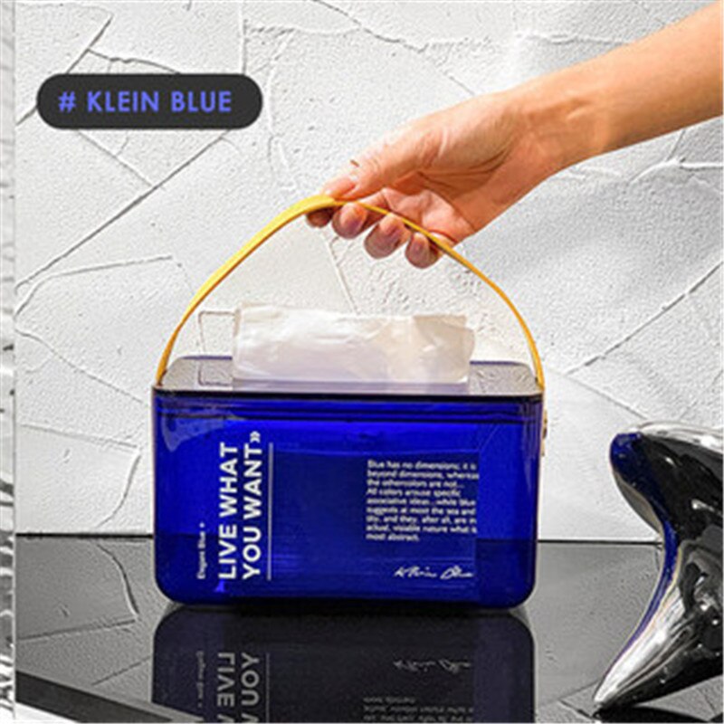 Klein Blue Acrylic Tissue Box With Handle Modern S... – Vicedeal