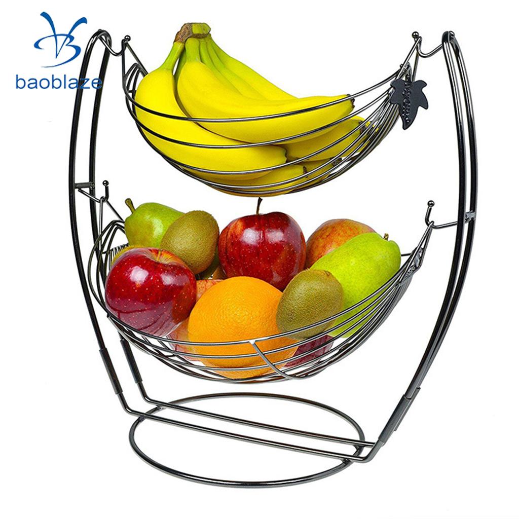 2 Tier Fruit Basket Durable Metal Fresh Fruit Bask... – Grandado