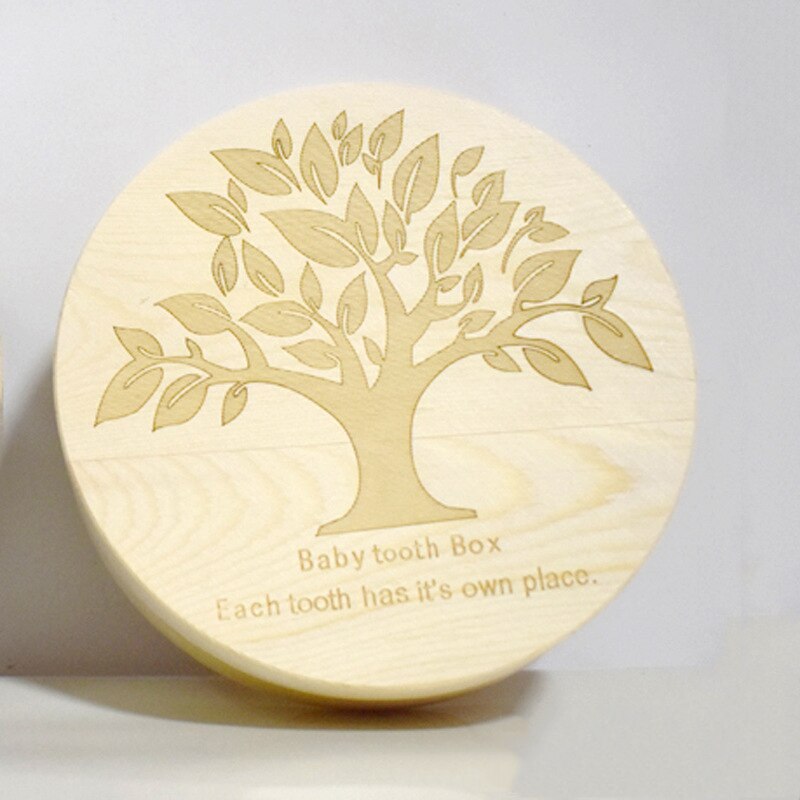 Round Wooden Baby Kids Tooth Paulownia Storage Box... – Grandado