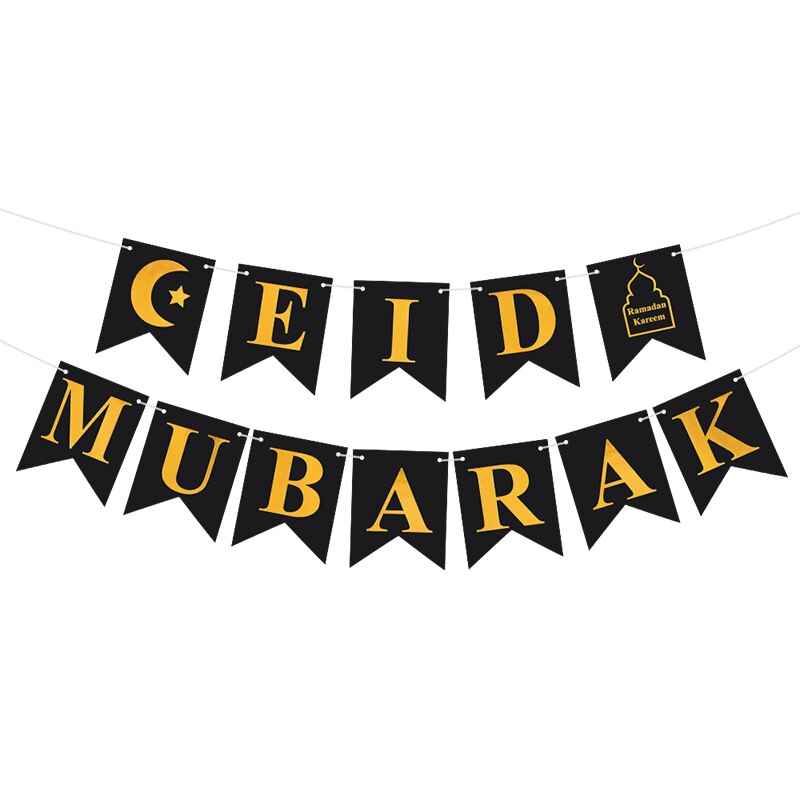 EID Mubarak Banner Star Moon Letter Paper Bunting ... – Grandado
