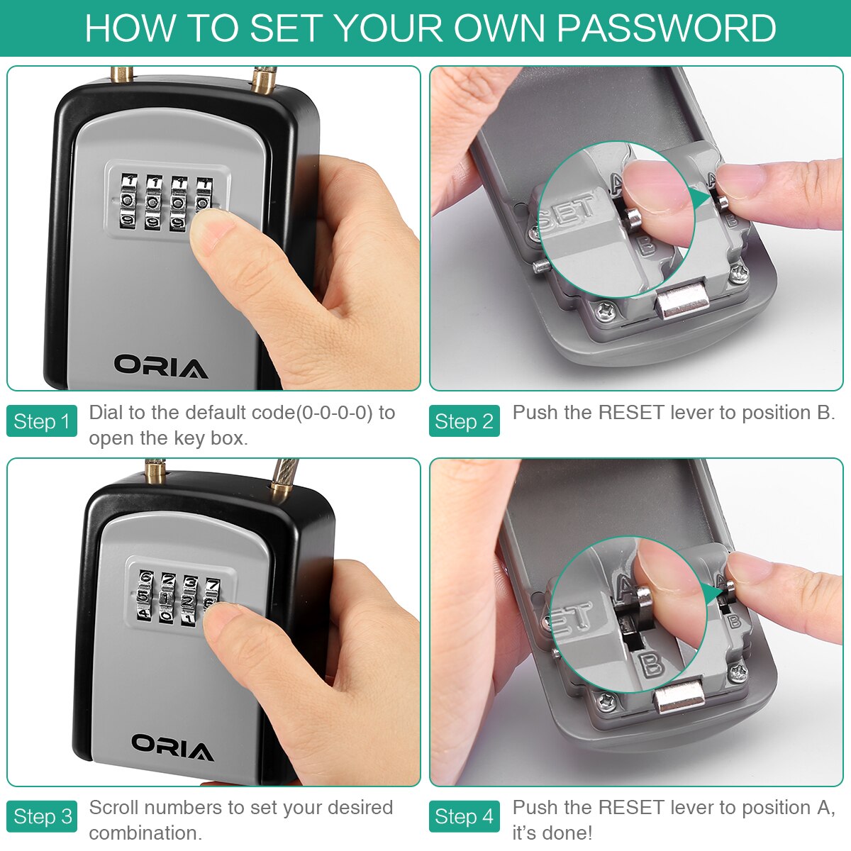 ORIA Password Key Box Outdoor Key Safe Lock Box De... – Vicedeal
