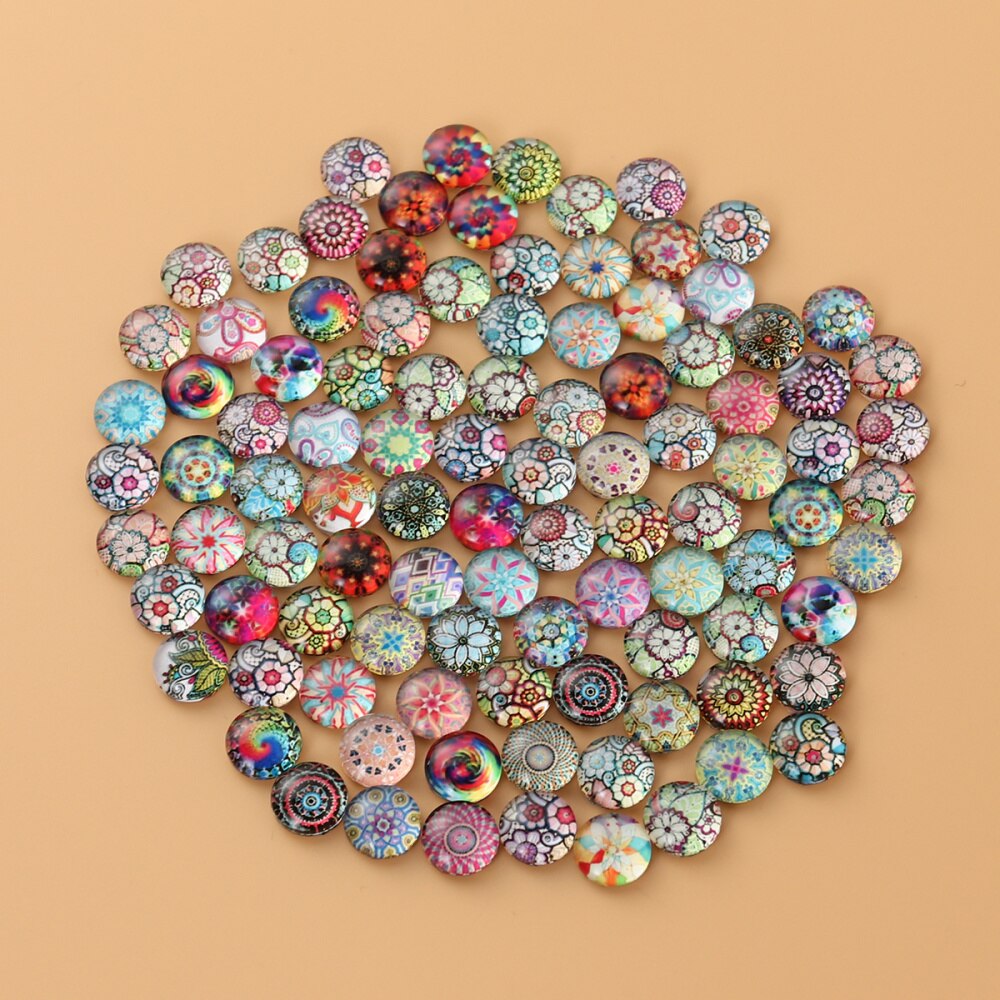 100 Pieces 8 mm Mixed Color Flower Pattern Glass H... – Vicedeal