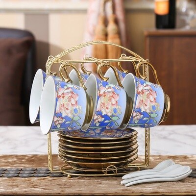 4 st/set lyx porslin ben vintage guld kaffekopp up... – Grandado