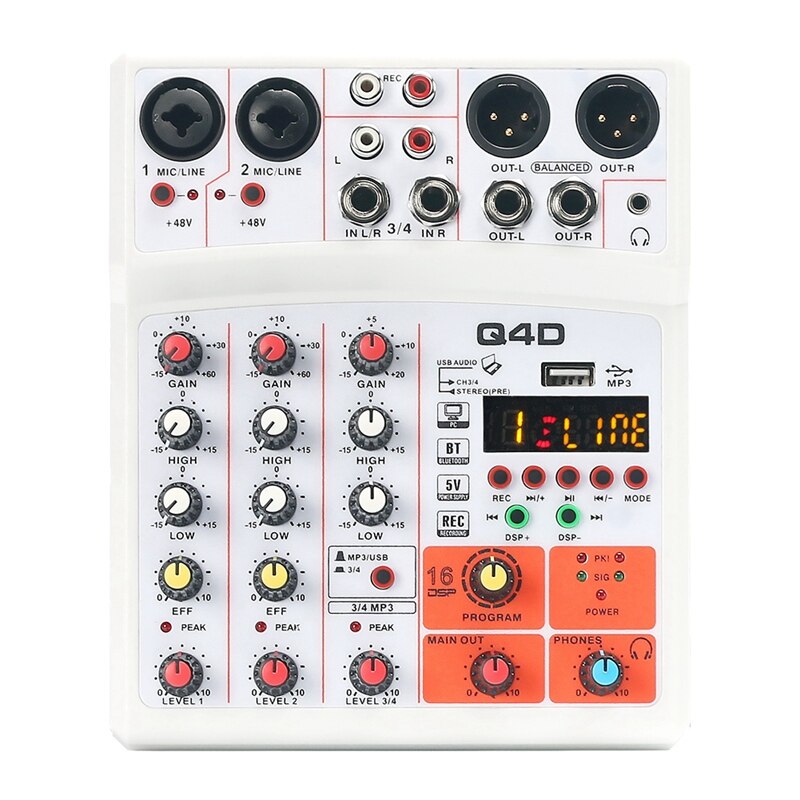 4 Channels Audio Sound Mixer Mixing DJ Console USB... – Grandado