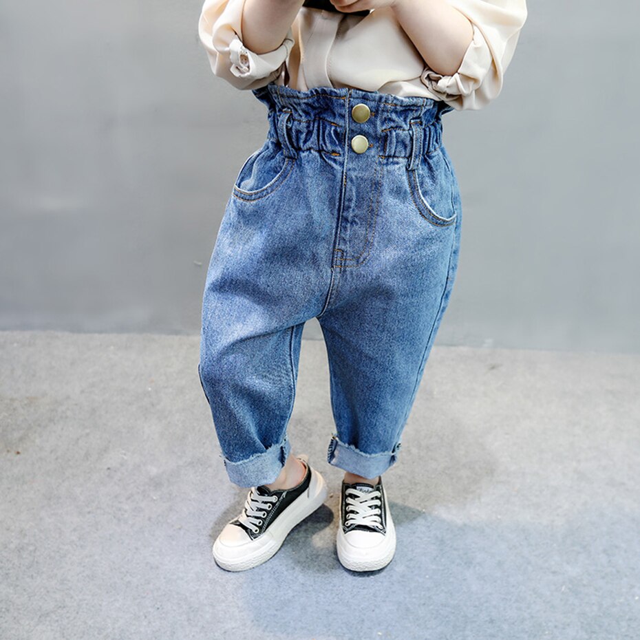 Kids Jeans Ruffles Jeans For Girls High Waist Jean... – Grandado