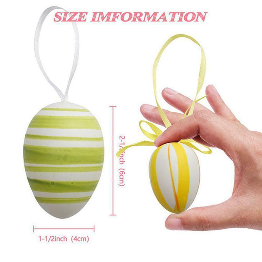 24 Pcs Easter Hanging Egg Colorful Printed Craft w... – Grandado