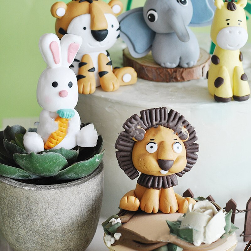 Jungle Animals Cake Decoration Soft Clay Cartoon S... – Grandado