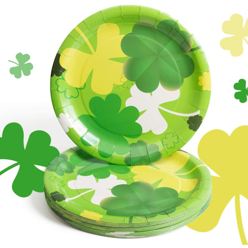 St Patrick Day Plates Party Supplies Shamrocks Pap... – Vicedeal
