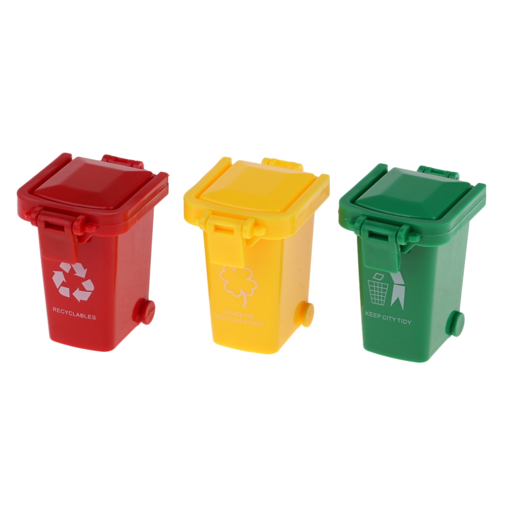 3Pcs Trash Can Rubbish Bin Model Mini Children Chr... – Grandado