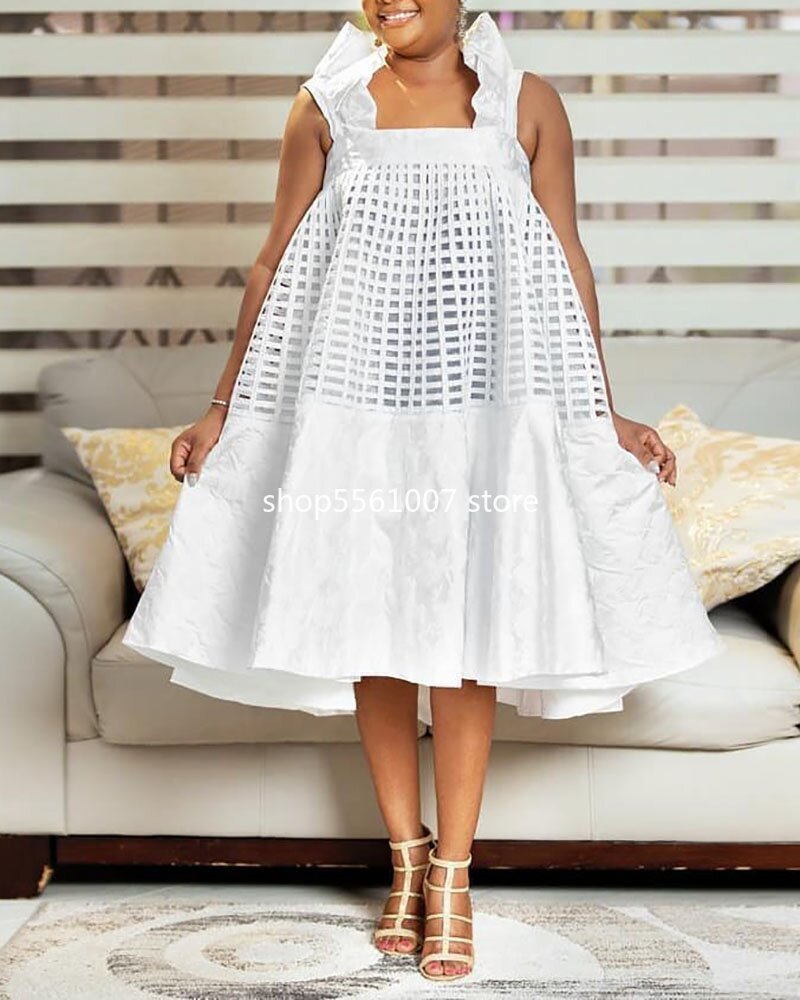 African Women Summer White Plus Size Dress African... – Grandado