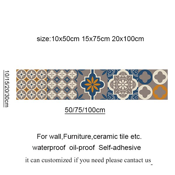 Customed Retro Tiles Wall Stickers for Bathroom ki... – Grandado
