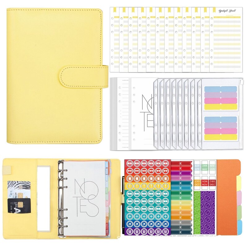 A6 PU Leather Binder Budget Envelope Planner Organ... – Grandado
