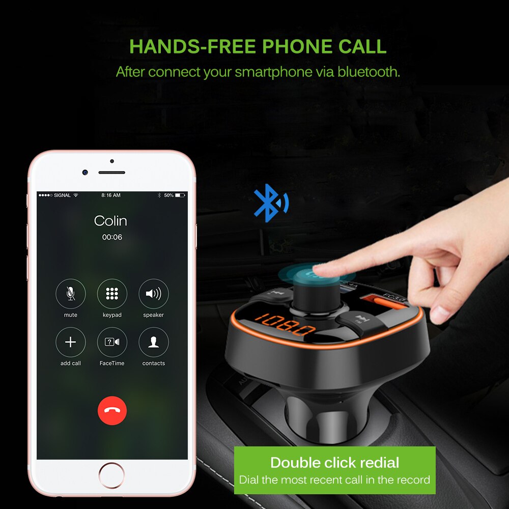 Auto Fm Sender Bluetooth 5,0 Auto Mp3 Modulator Sp... – Grandado