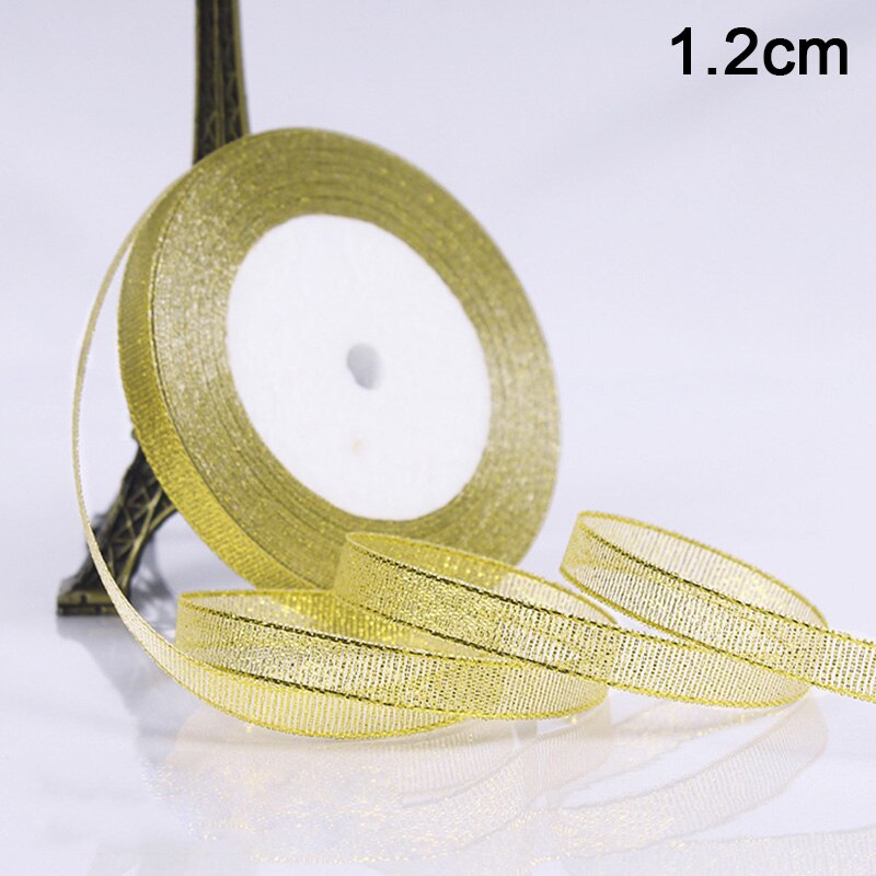 25 Yards Gold Silver Glitter Satin Ribbons DIY Cra... – Grandado