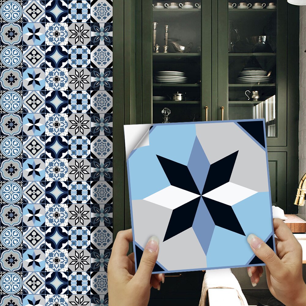 10pcs Prussian Blue Moroccan Tiles Sticker Kitchen... – Vicedeal