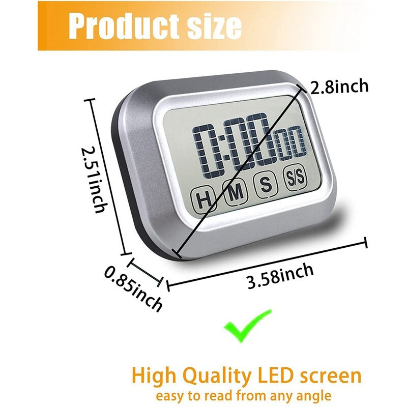 Digital Kitchen Timer Press Screen for Cooking,Mag... – Grandado
