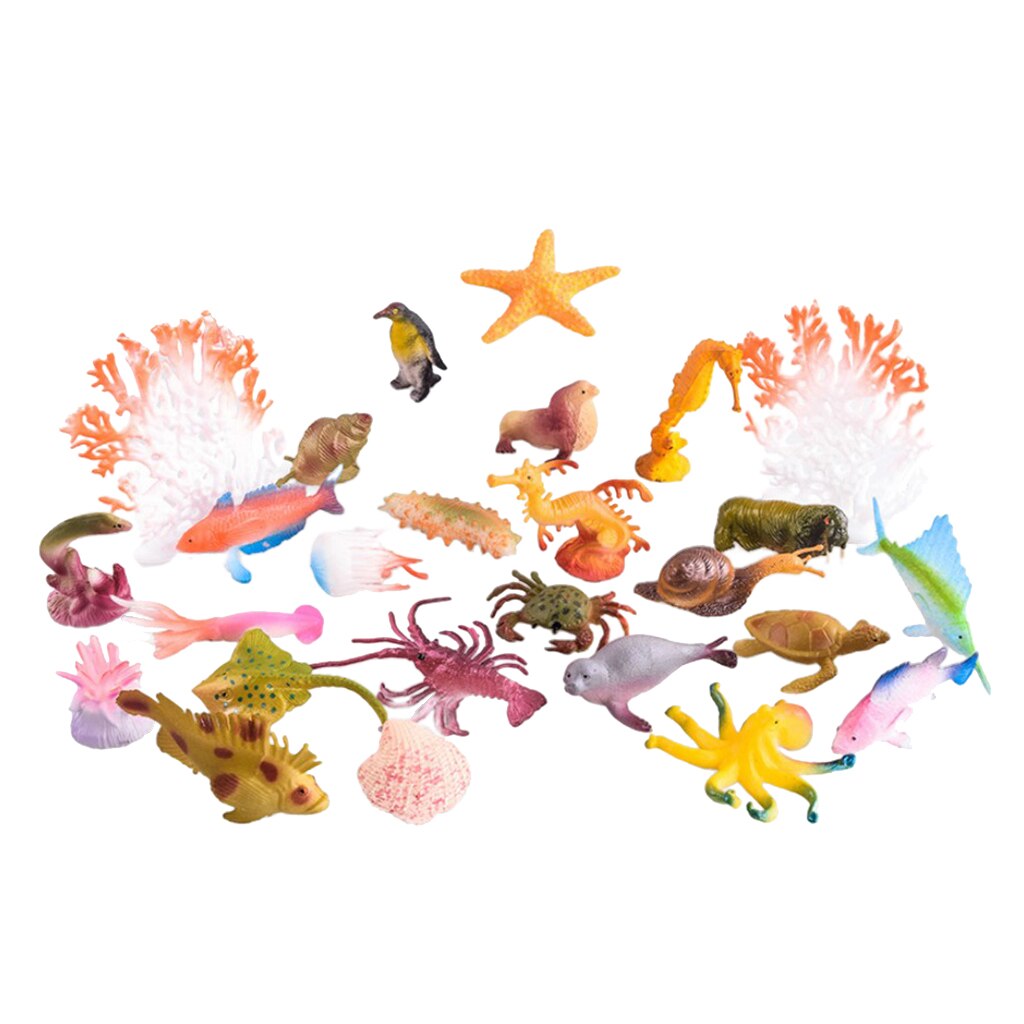 26 Pieces Lifelike Plastic Marine Animal Model Min... – Grandado