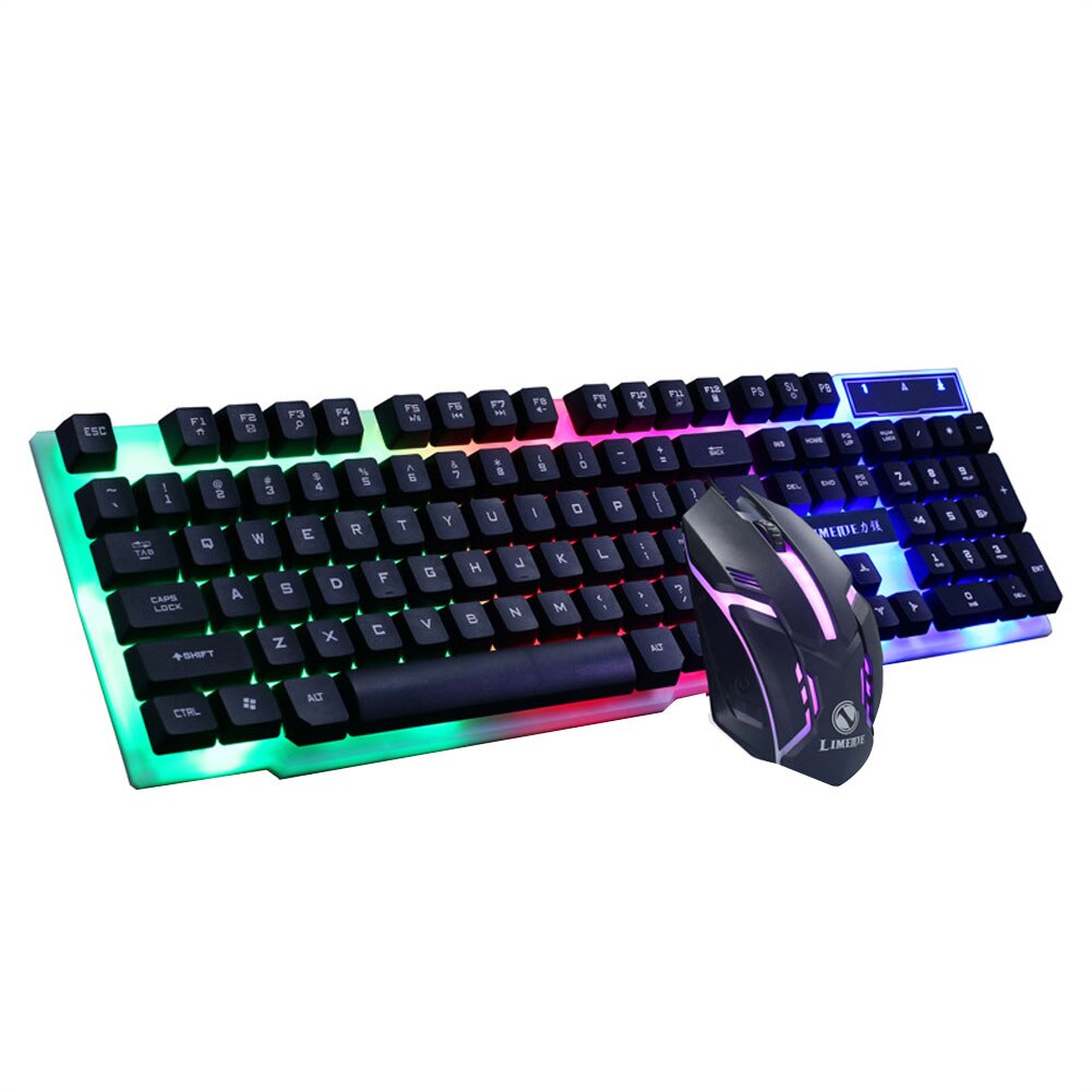 Colorful Light Wired Keyboard And Mouse Set 104 Ke Grandado