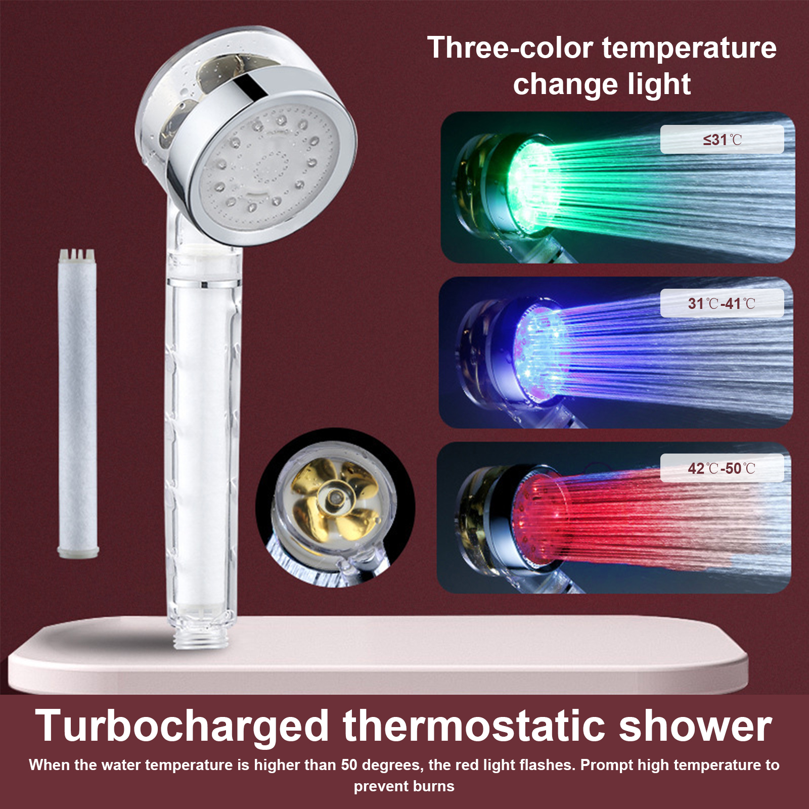 7 Color Changing LED Shower Head Temperature Senso... – Vicedeal