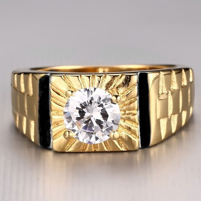 Wedding Rings Zircon Gold Stainless Steel Jewelry ... – Grandado