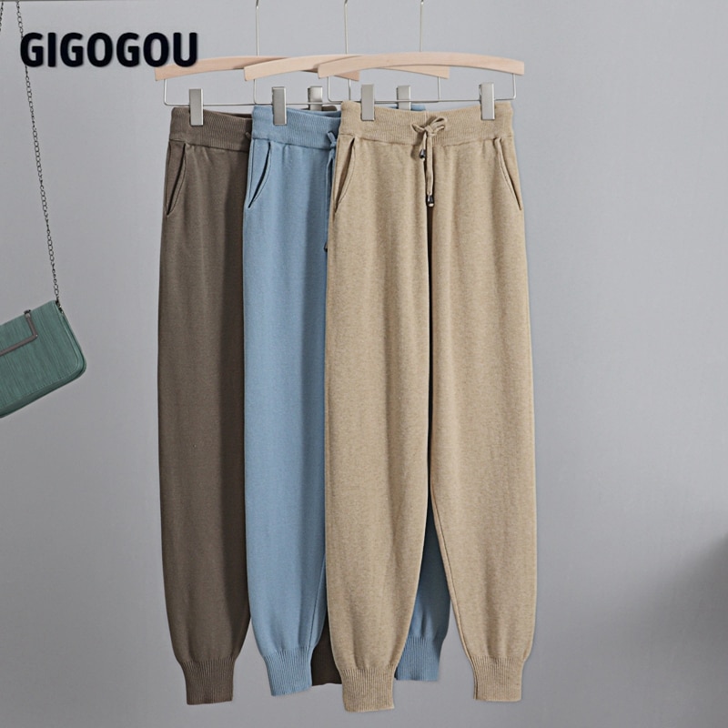 GIGOGOU Autumn Knitted Womens Pants Crop Harem Pan... – Vicedeal