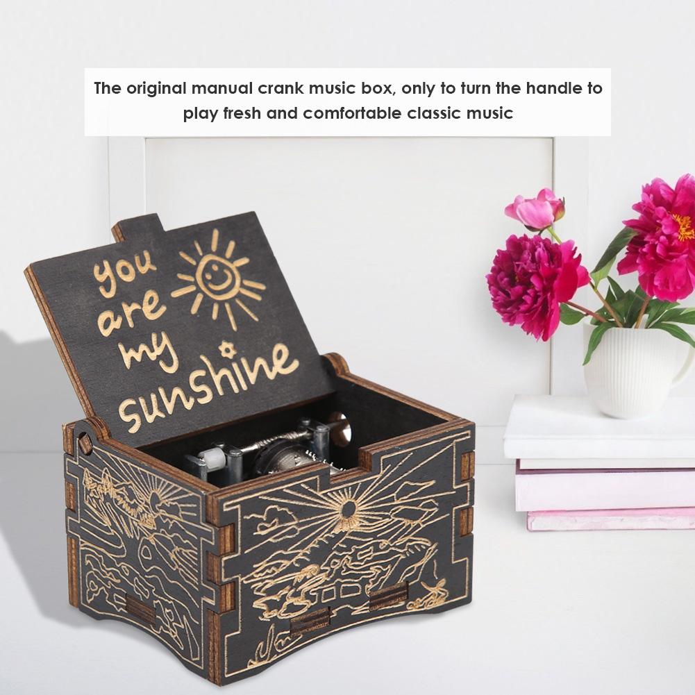 Wooden Hand Cranked Music Box Retro You Are My Sun... – Vicedeal