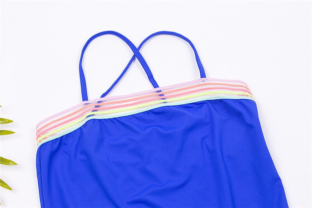 Solid Lace Girls Kids Swimsuit Swimwear Summer Chi... – Grandado