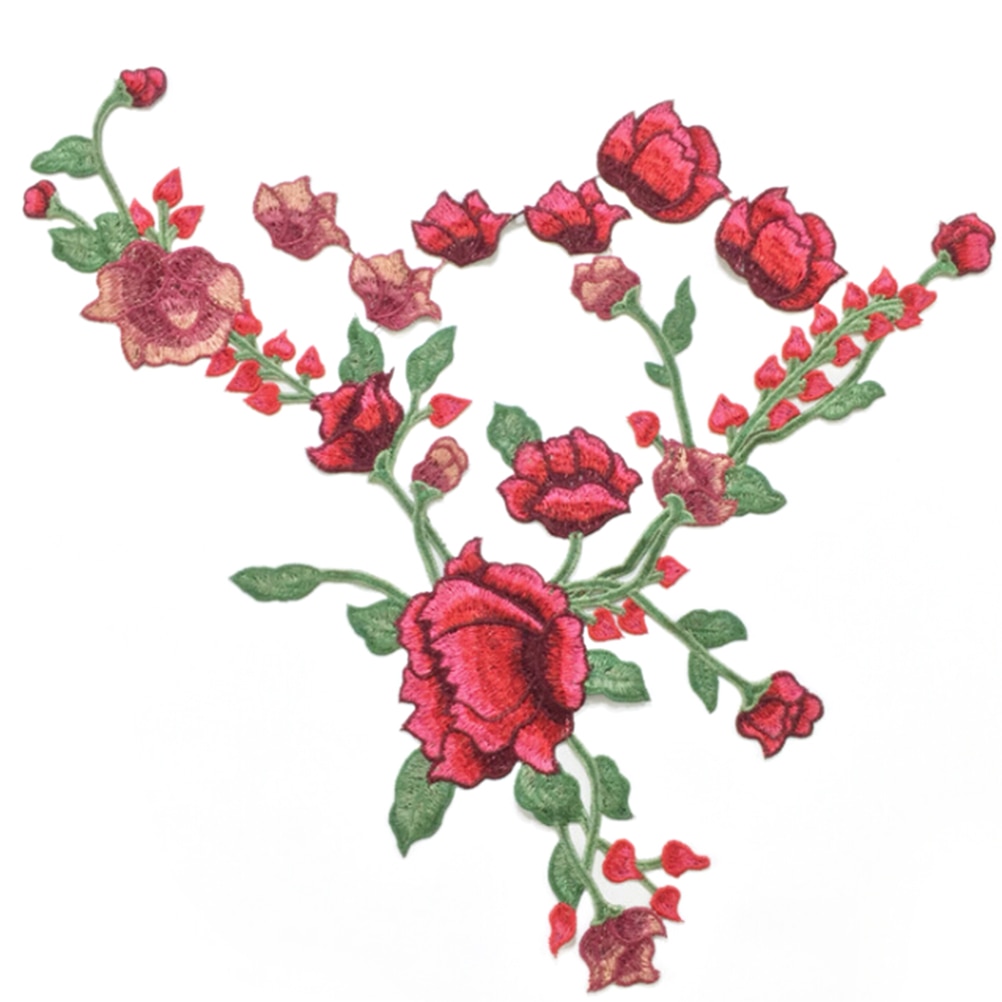 Diy 1pc rose blomst broderi sy på patch badges tøj... – Grandado