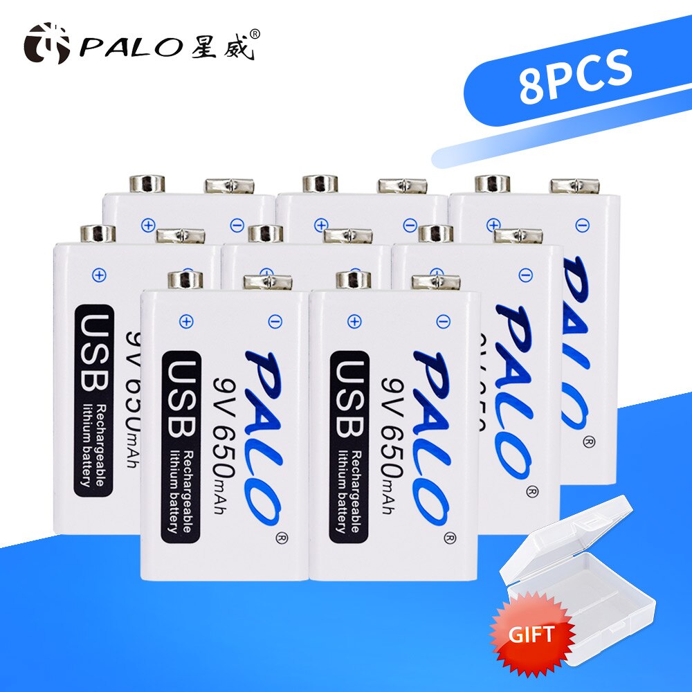 PALO micro USB 9V Lithium Rechargeable Battery 650... – Vicedeal