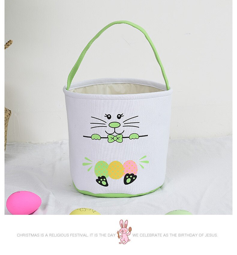 Easter Rabbit Bunny Tote Basket Footprint Egg Prin... – Vicedeal