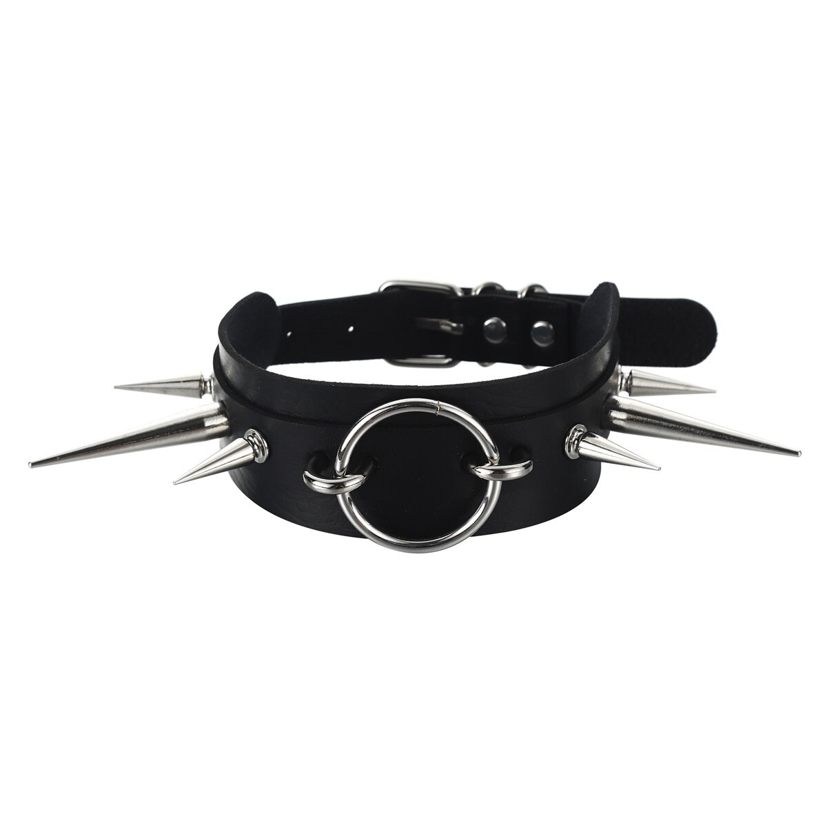 Punk Goth Spiked Choker Collar Black Pu Leather Em... – Vicedeal