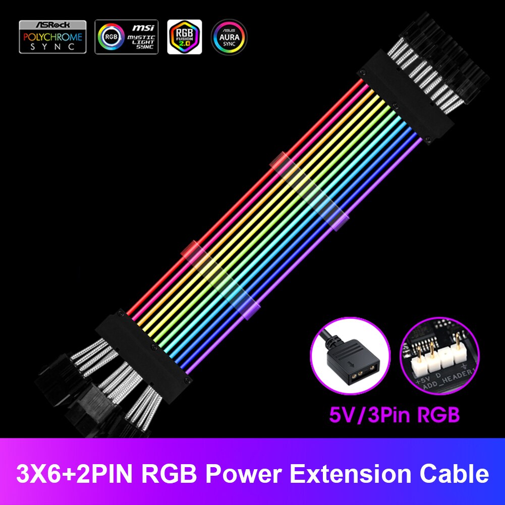2 Gen PSU Power Supply Extension Cable RGB ATX 24P... – Grandado