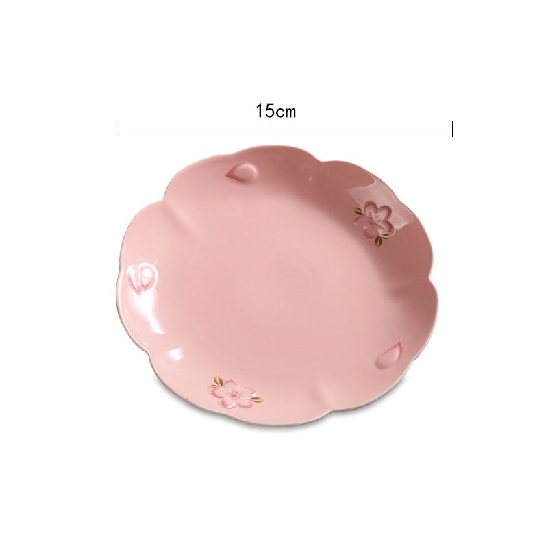 Modern Ceramic Plate Hand Embossed Peach Blossom D... – Vicedeal