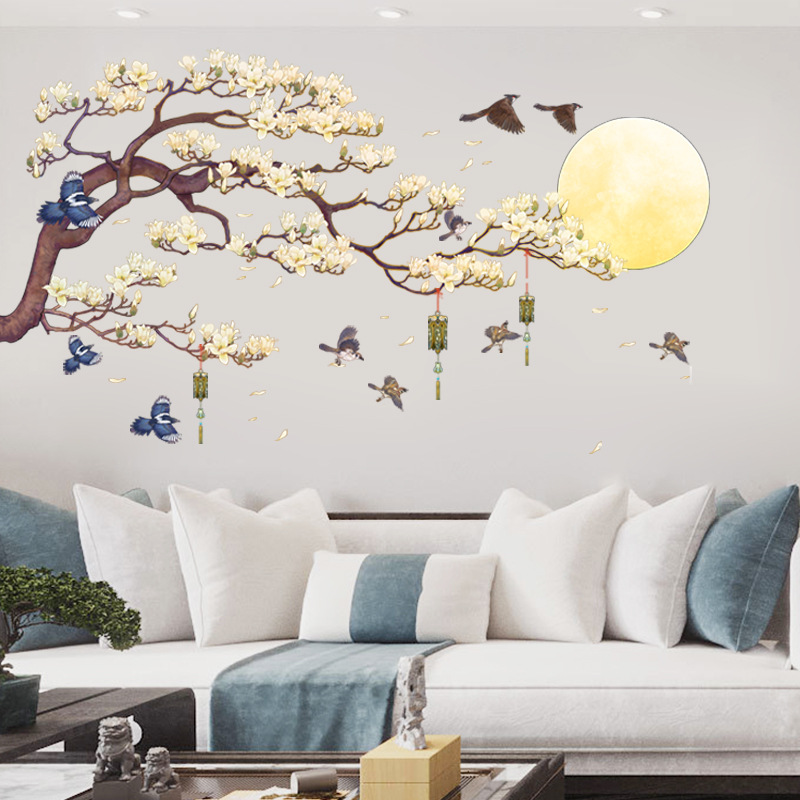 Large Chinese Style Magnolia Tree Wall Stickers Ho... – Grandado