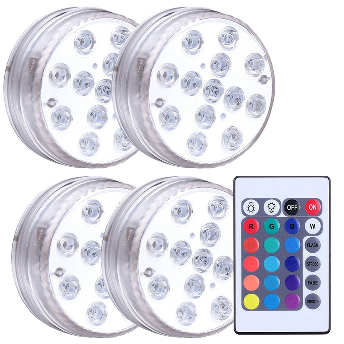 10 led fjernstyret rgb dyklys batteridrevet underv... – Vicedeal