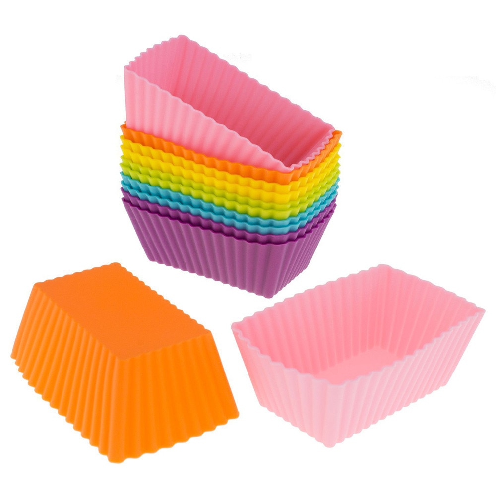 12 stk mini rektangel form silikon muffins cupcake... – Grandado