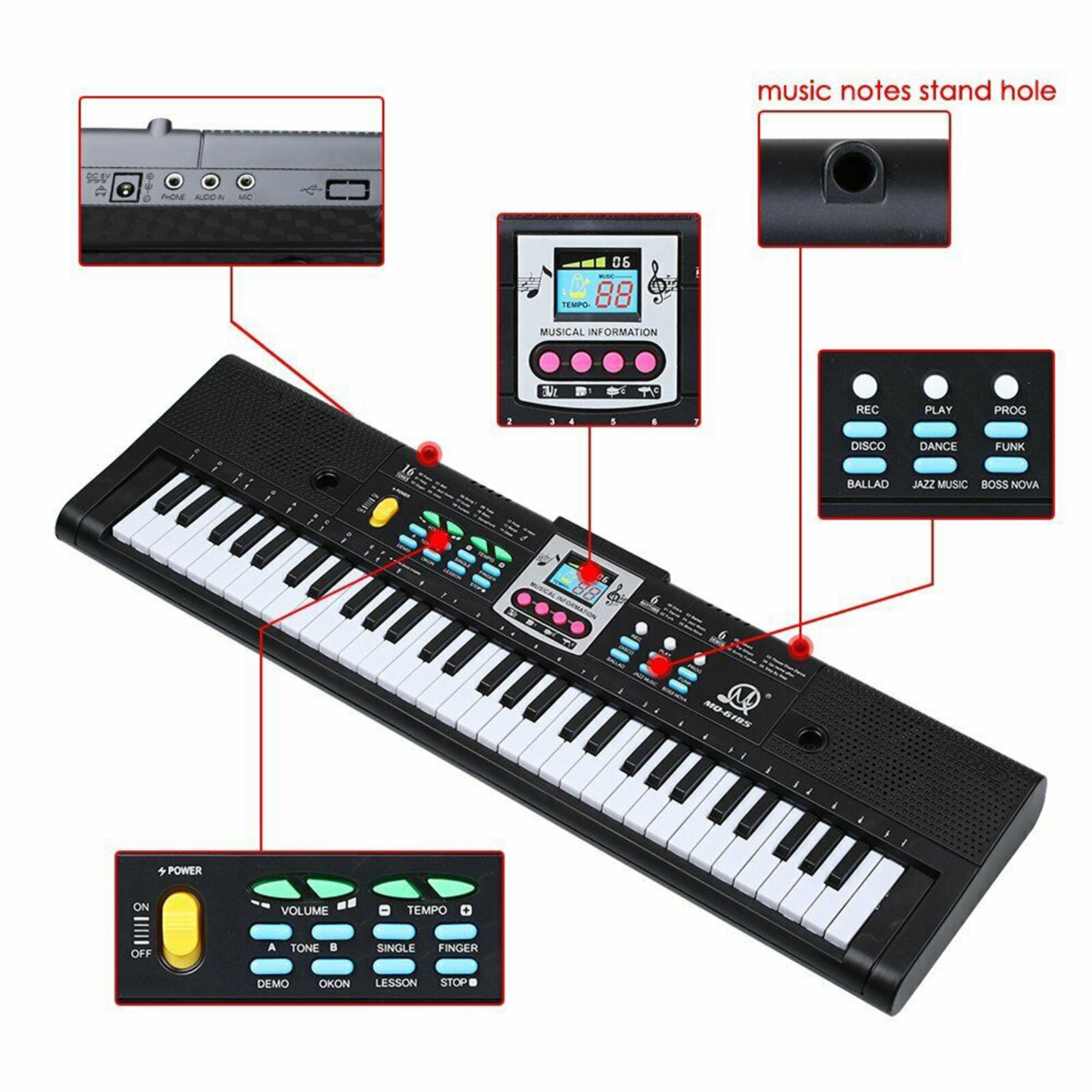 61 Keys Electronic Keyboard Digital Piano Kids Mus... – Vicedeal