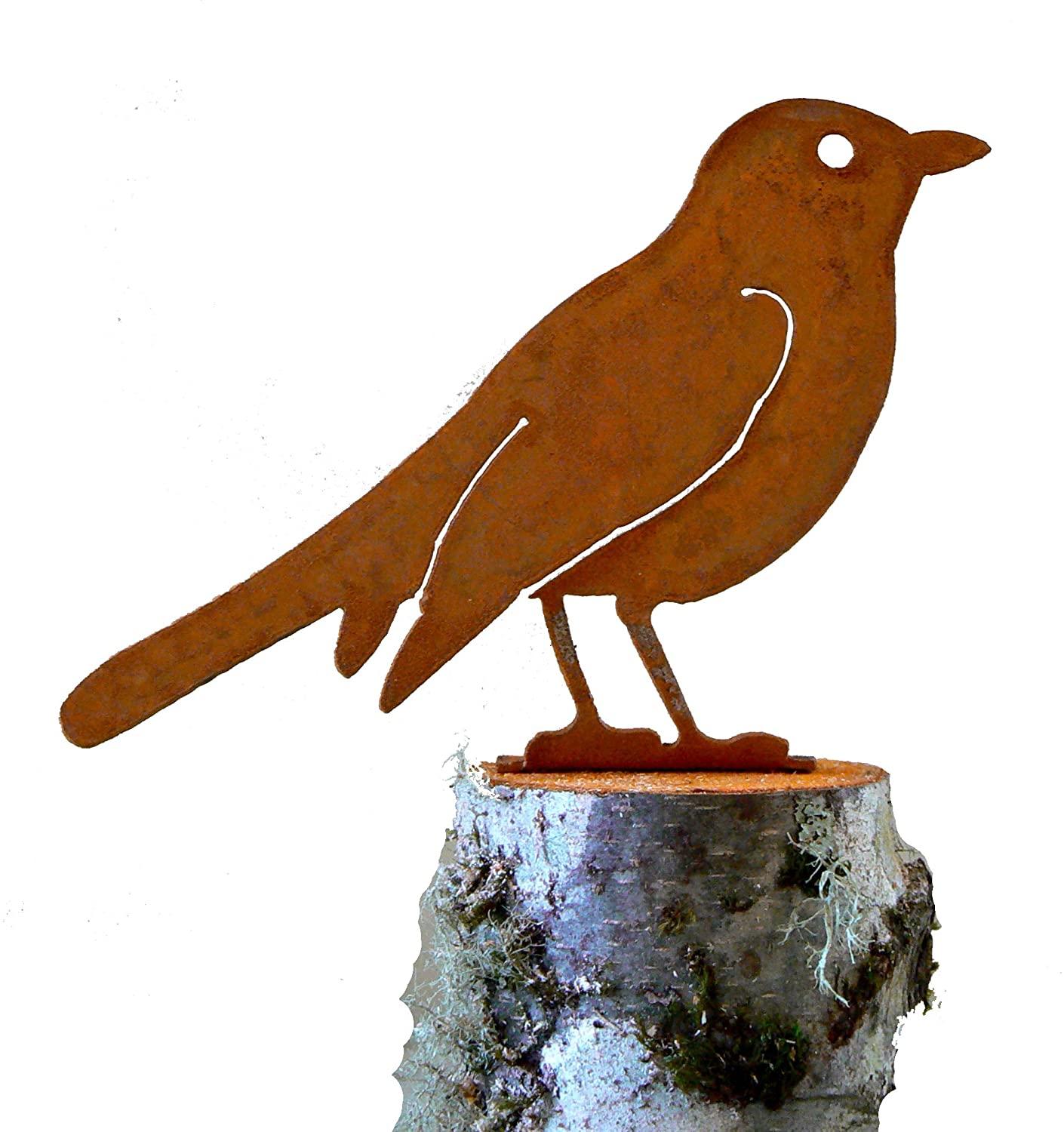 Rusty robin steel art garden door tree decoration – Grandado