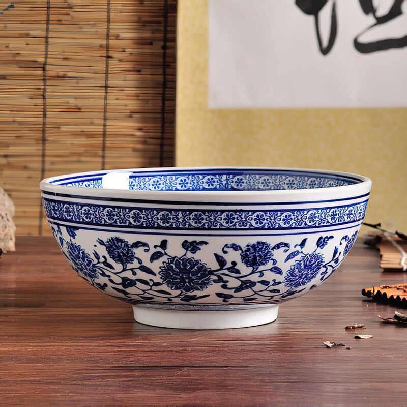 Ceramic Bowl Blue and White Porcelain Japanese Bon... – Grandado