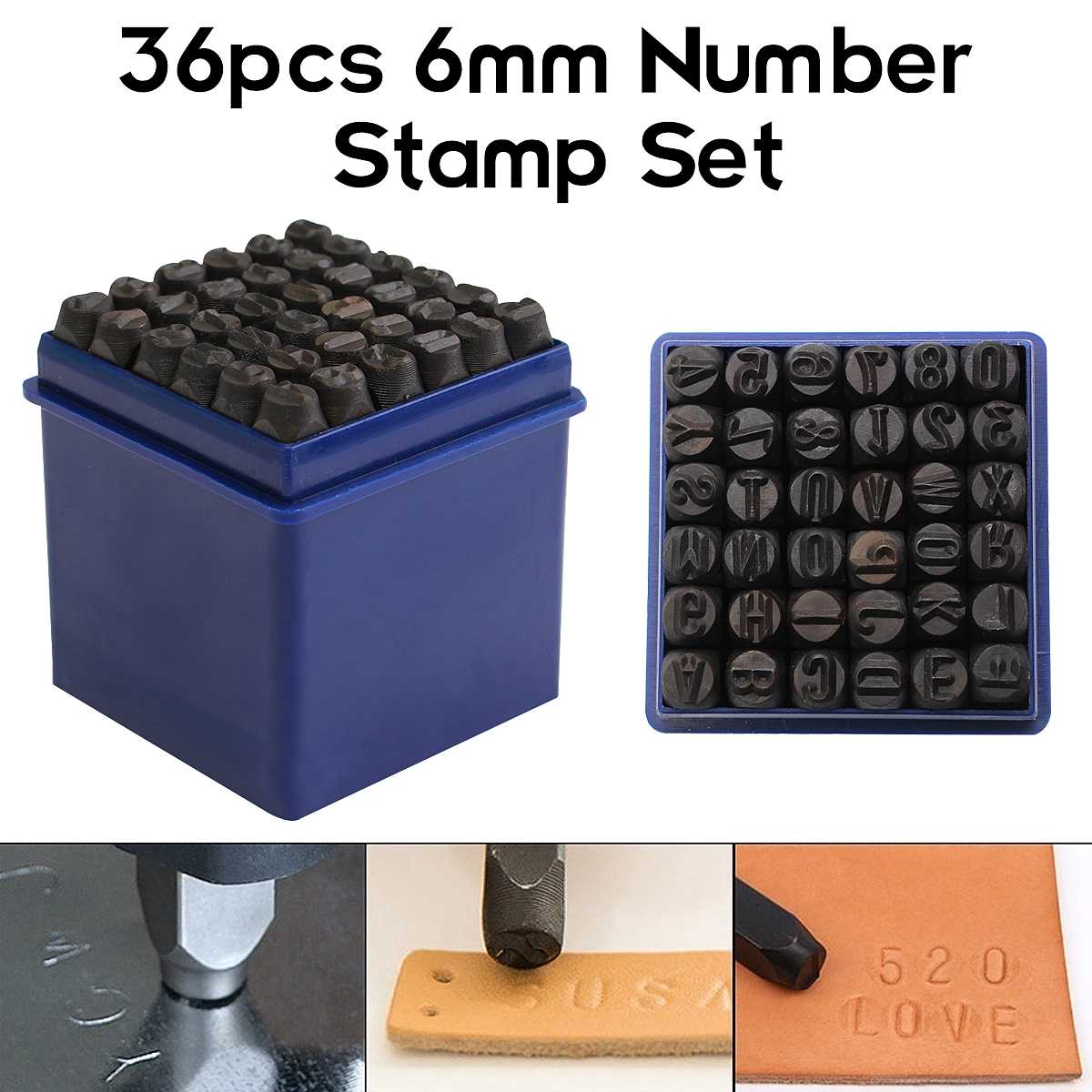 36pcs 6mm Alfabet Letter Nummer Stempel Tool Staal... – Grandado