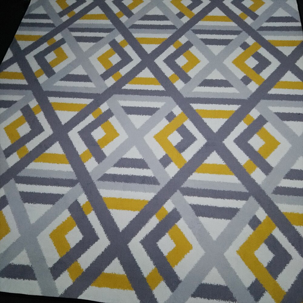 Geometric Yellow Grey Floor Carpets Living Room Ar... – Grandado