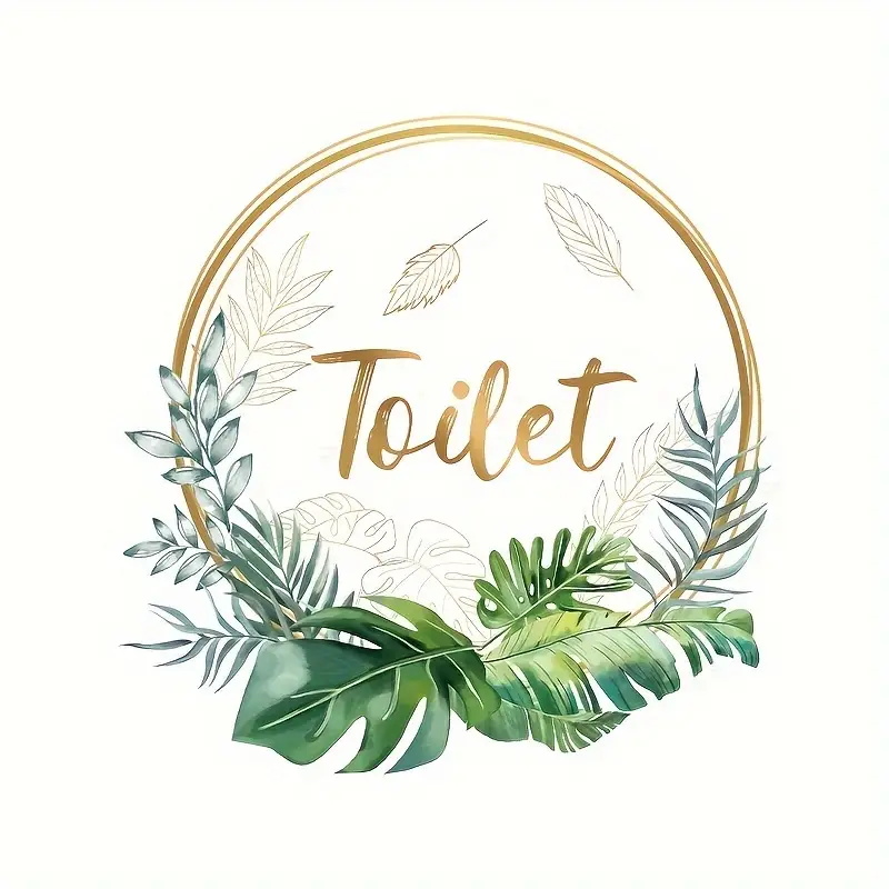 Green Plant Toilet Sign Door Decal， Self-Adhesive ... – Grandado
