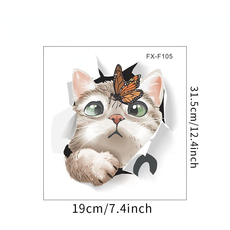 3D Wc Sticker Cartoon Gat Kat Vlinder Kinderkamer ... – Vicedeal