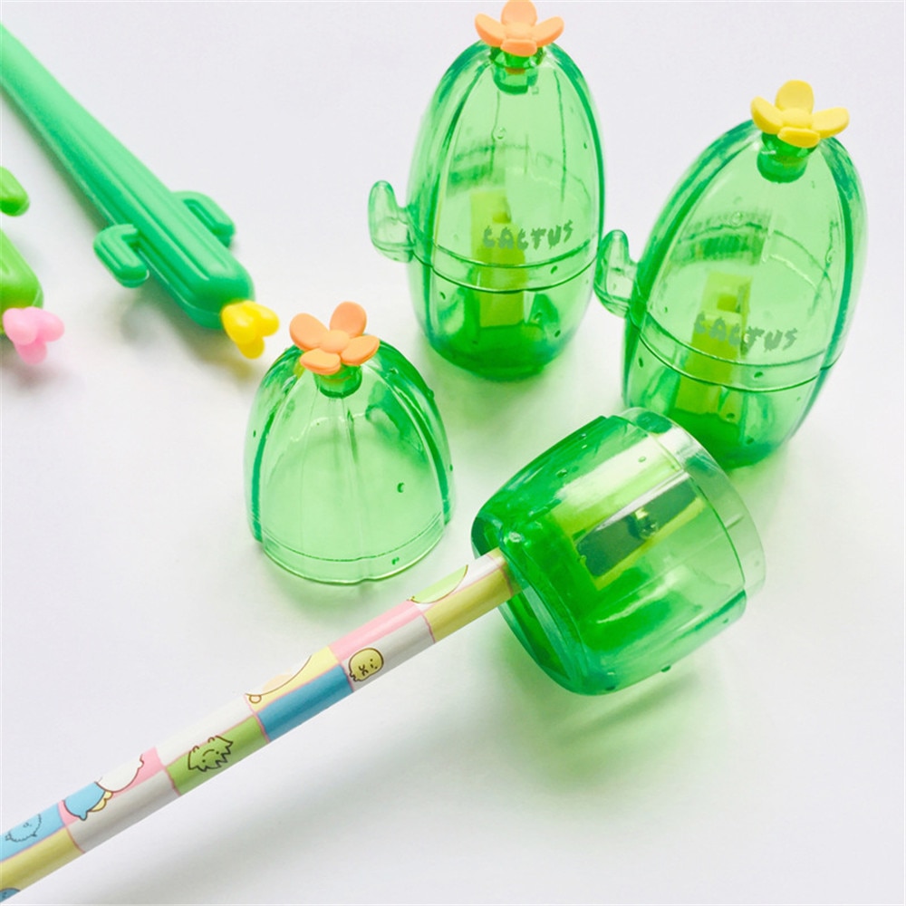 1pc Clear Green Cactus Shape Pencil Sharpener Kawa... – Vicedeal